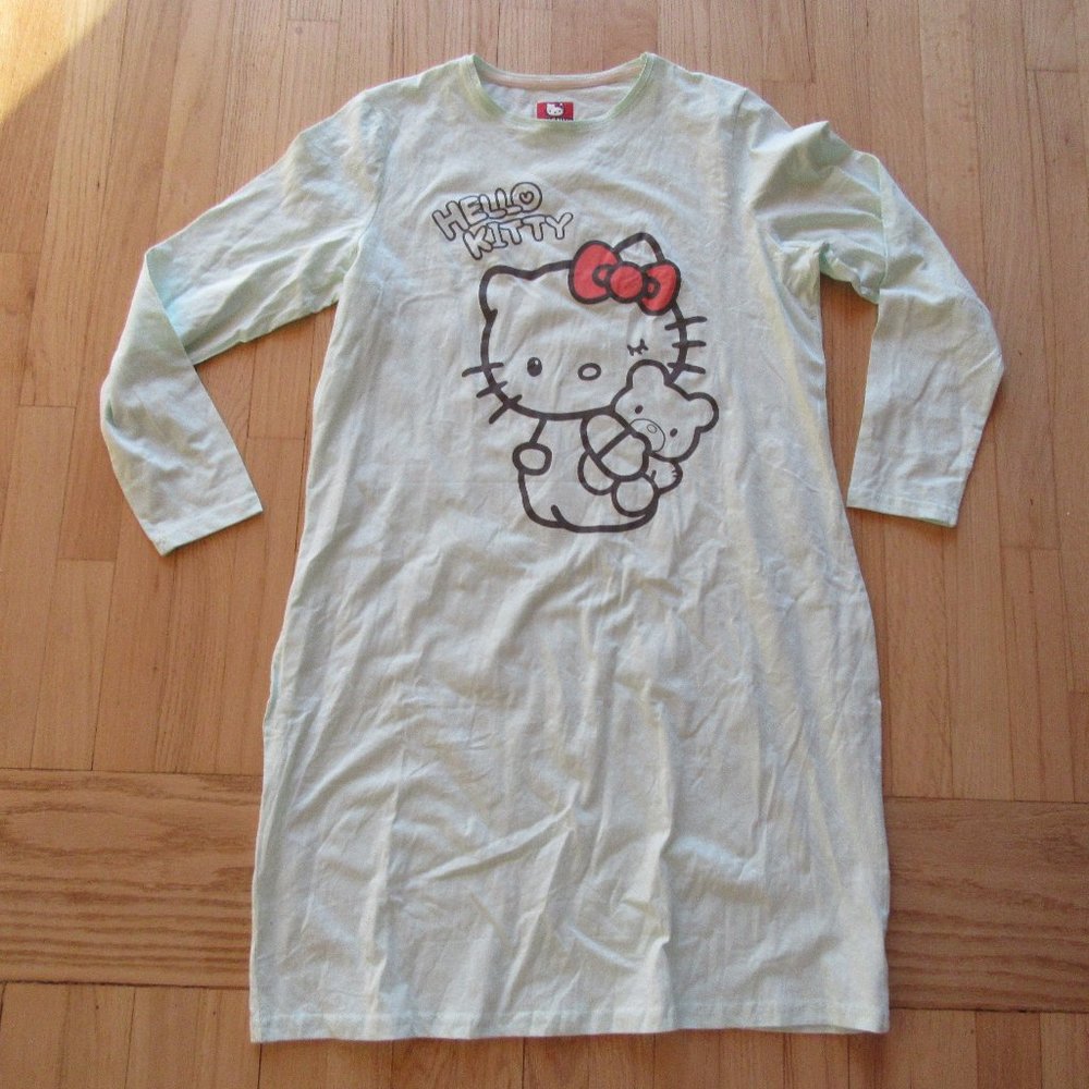 Womens Hello Kitty Nightgown/Green/Ong Sleeve/Light W… - Gem